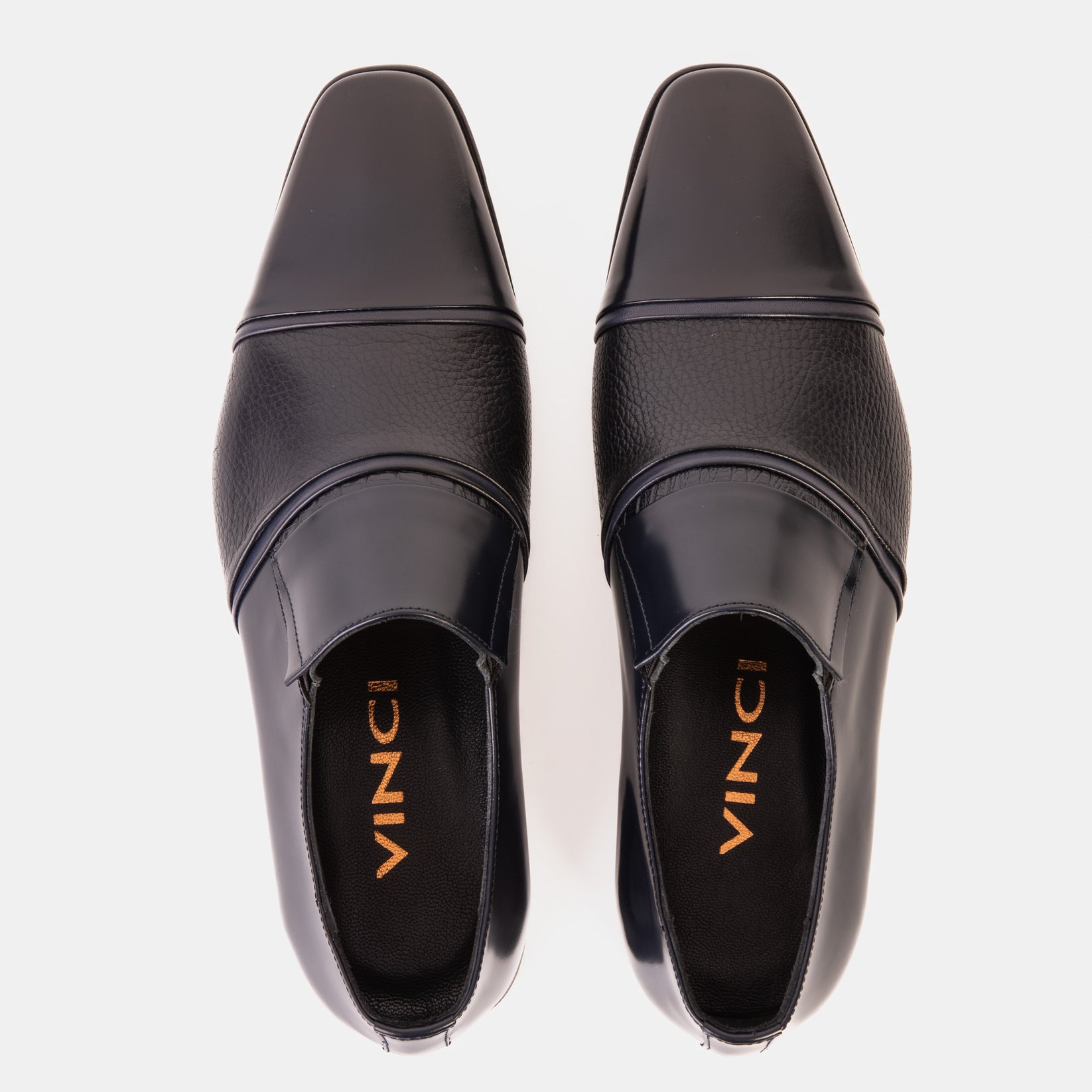 The Everest Navy Leather Cap Toe Dress Loafer Men Shoe – Vinci Leather ...