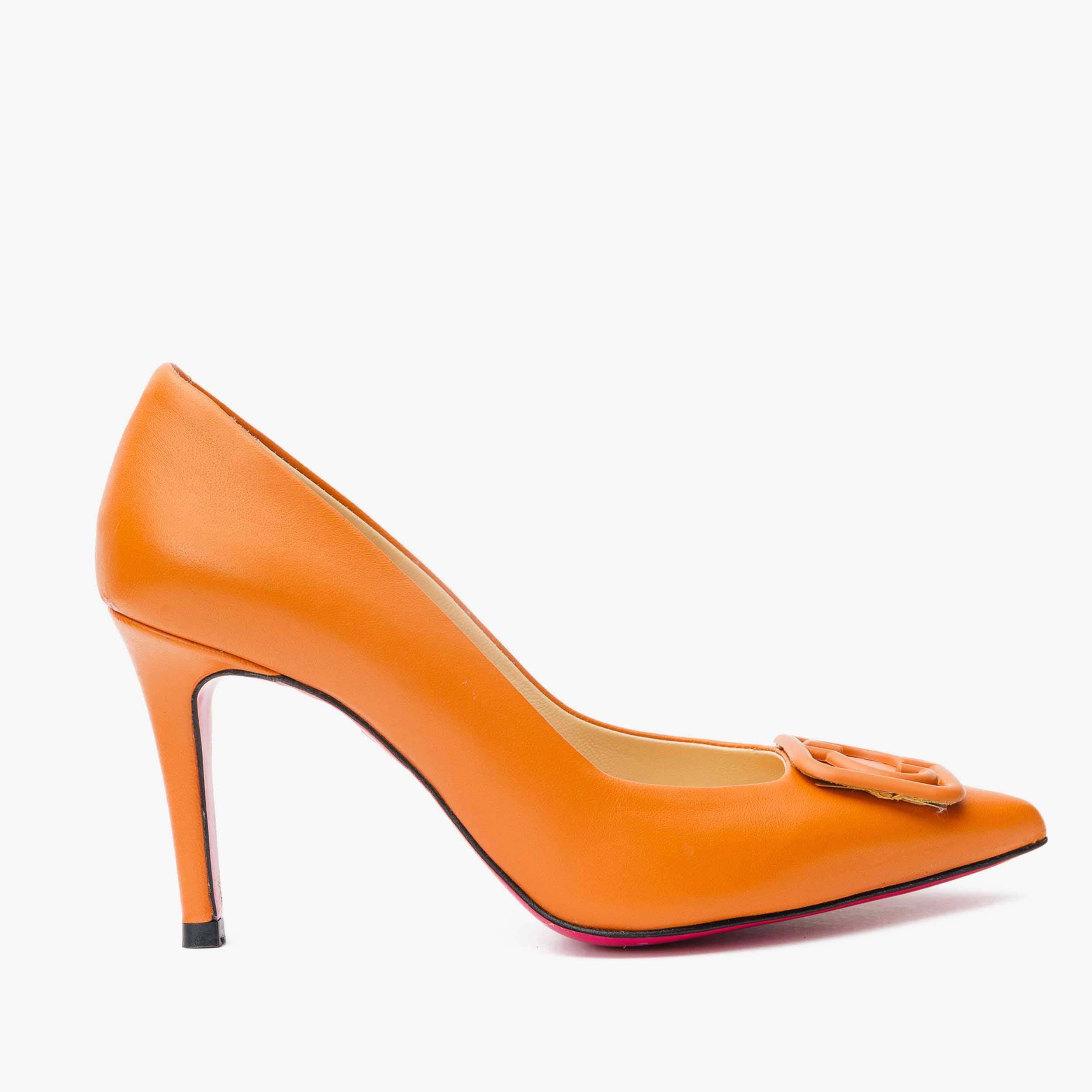 The Maneadero Orange Leather Pump Fuchsia Sole Women Shoe – Vinci ...