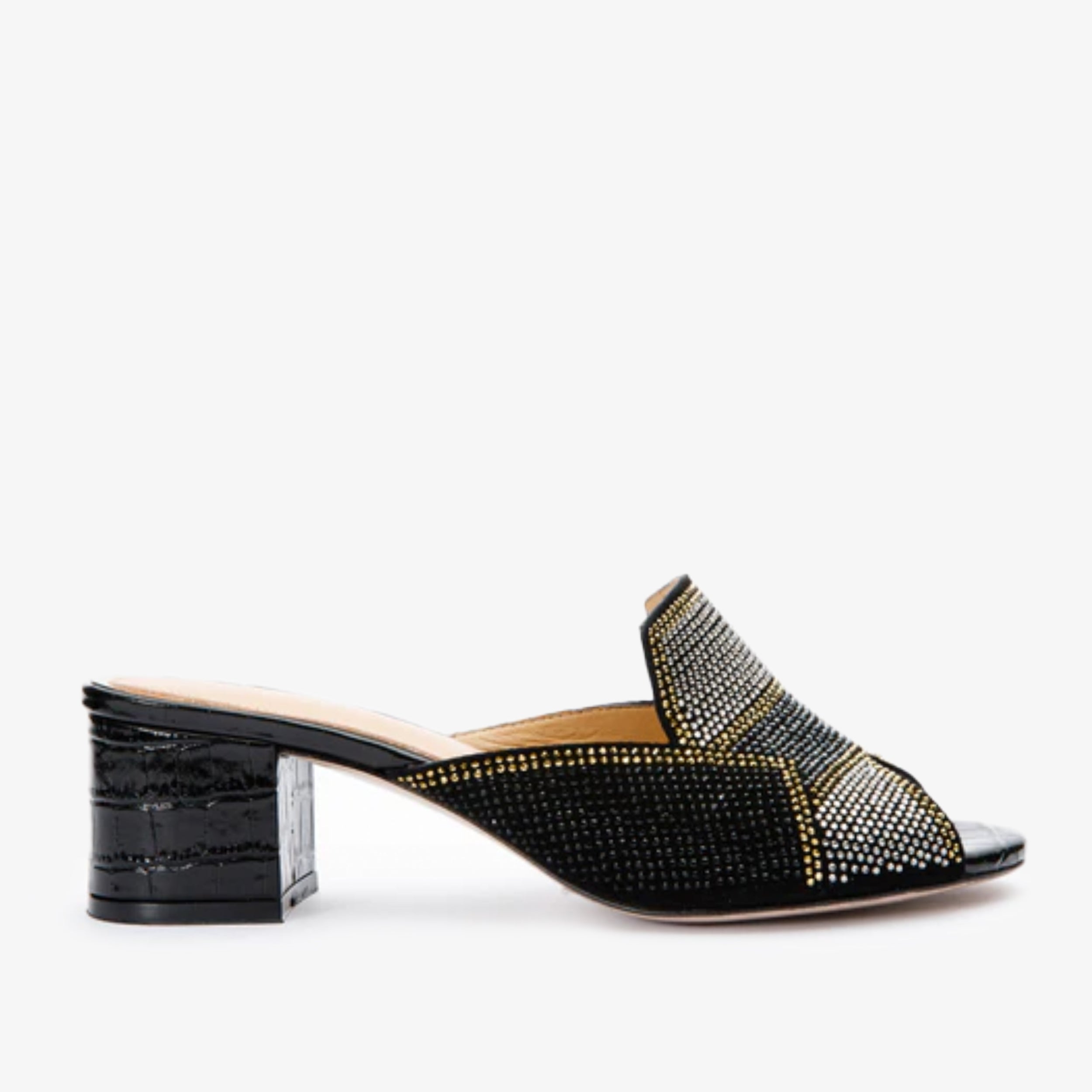 The Magnolia Black Glitter Leather Women Sandal – Vinci Leather Shoes