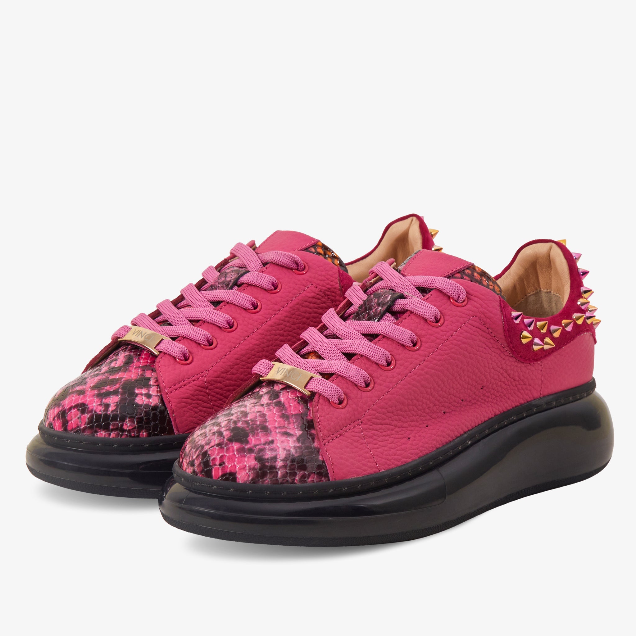 The Venezia Fuchsia Leather Women Sneaker – Vinci Leather Shoes