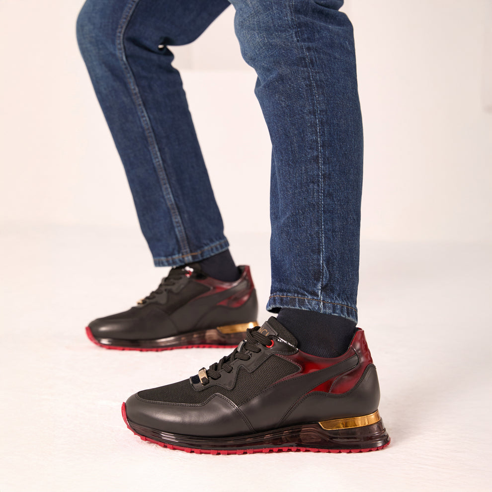 The Rialto Black & Red Patent Leather Men Sneaker – Vinci Leather Shoes