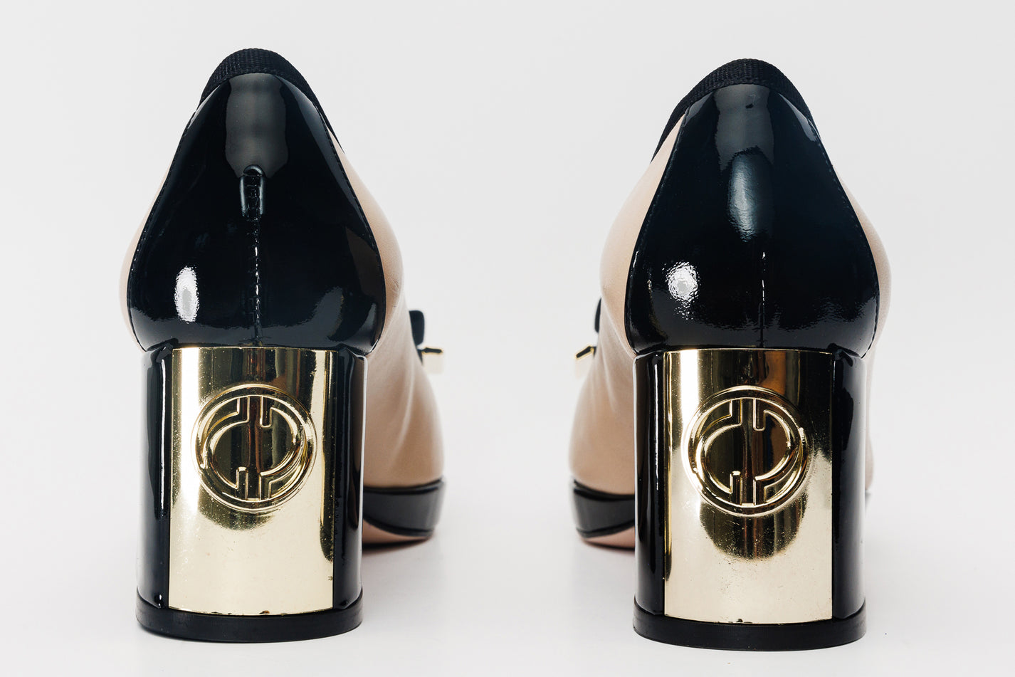 The Fano Beige Leather Cap Toe Block Heel Pump Women Shoe – Vinci ...