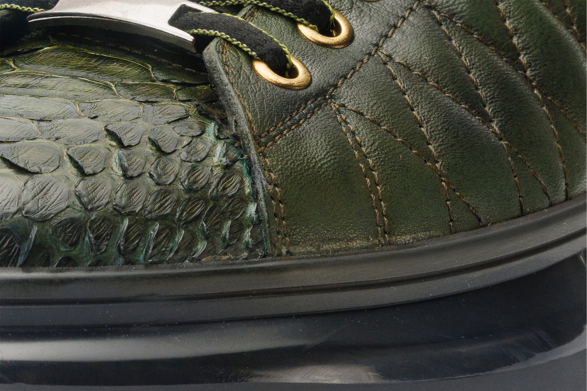 The Adler Green Snk Leather Men Sneaker Limited Edition – Vinci Leather ...