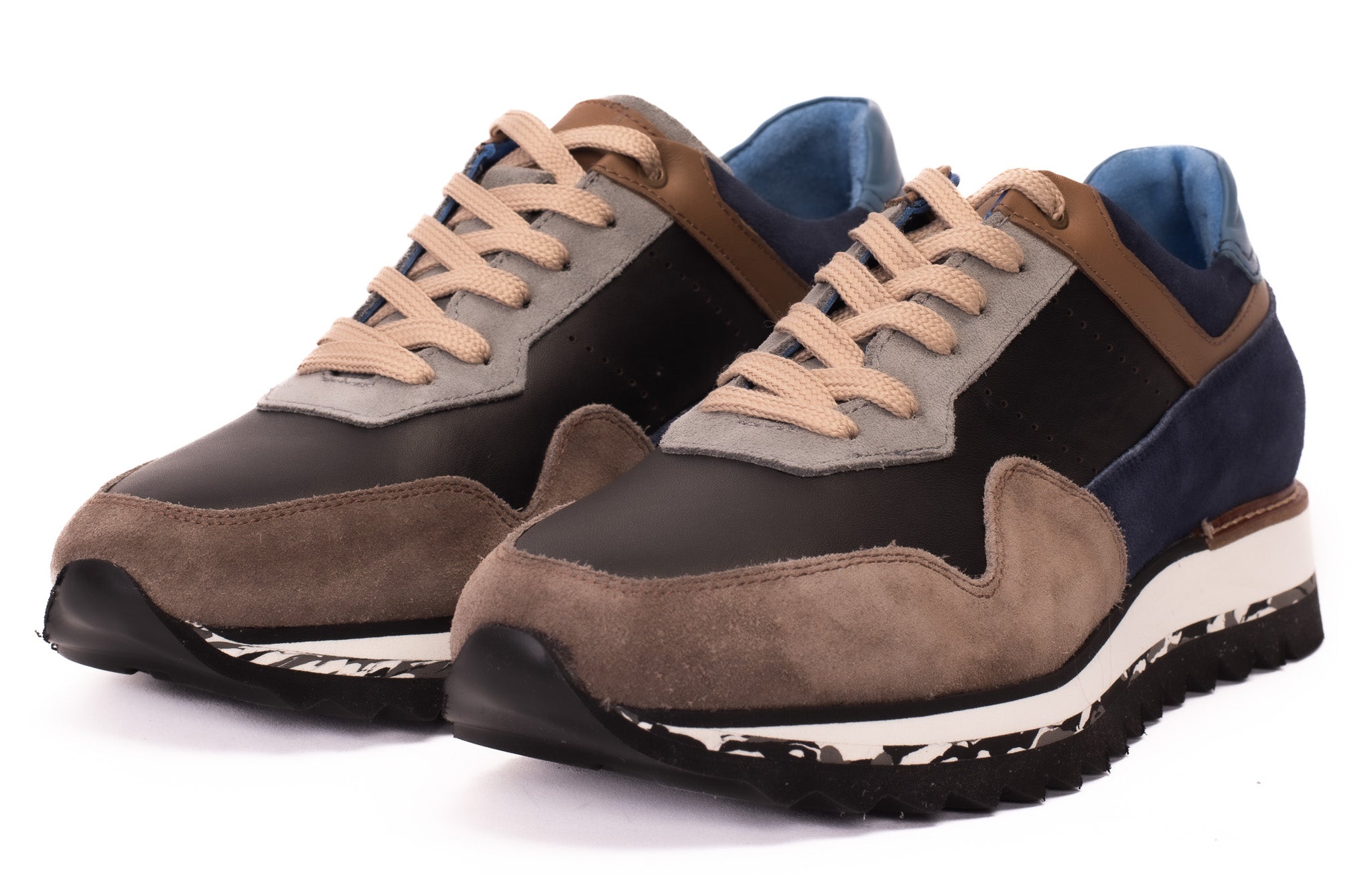 The Hoskova Jean Blue Leather Men Sneaker – Vinci Leather Shoes