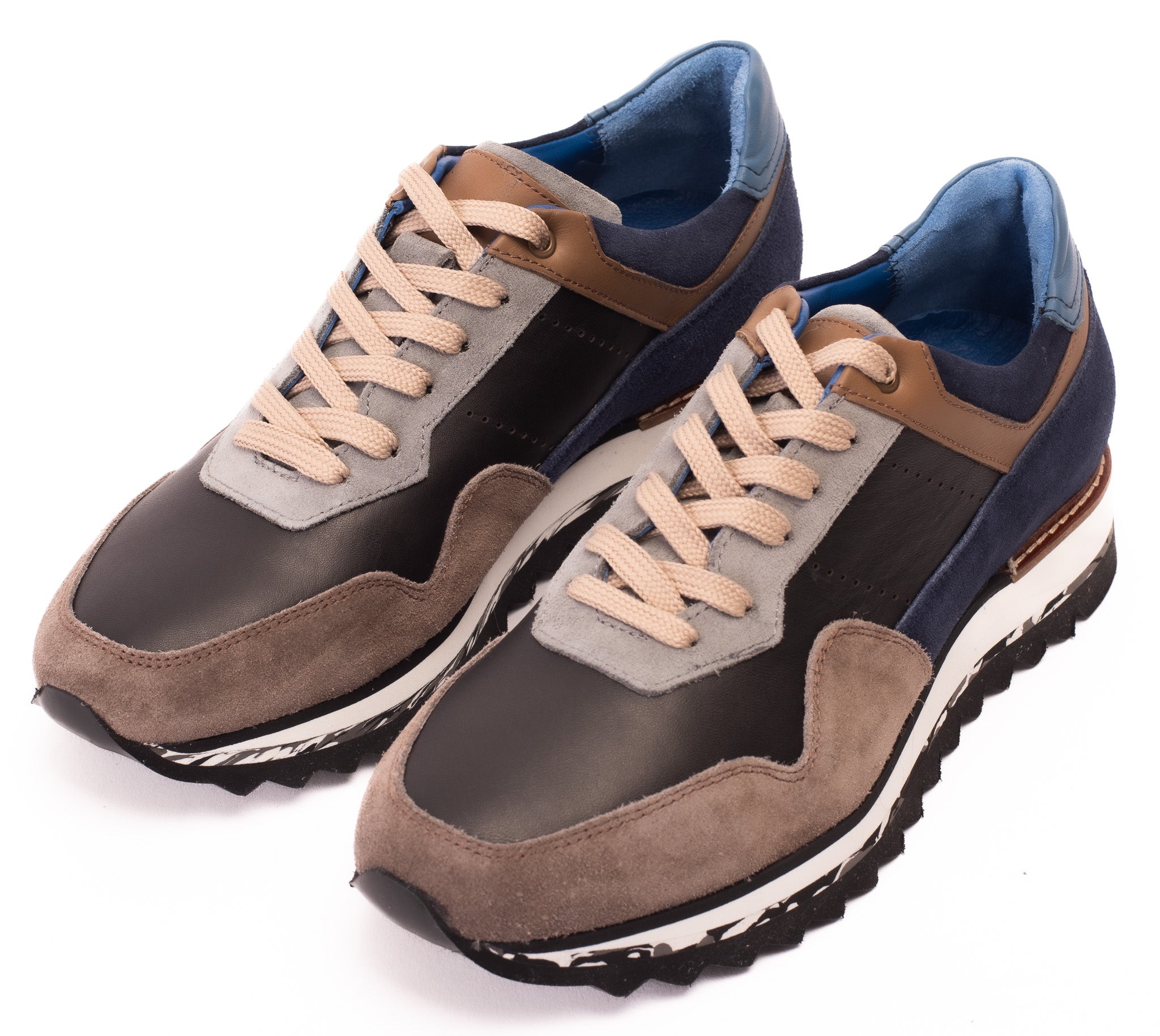 The Hoskova Jean Blue Leather Men Sneaker – Vinci Leather Shoes