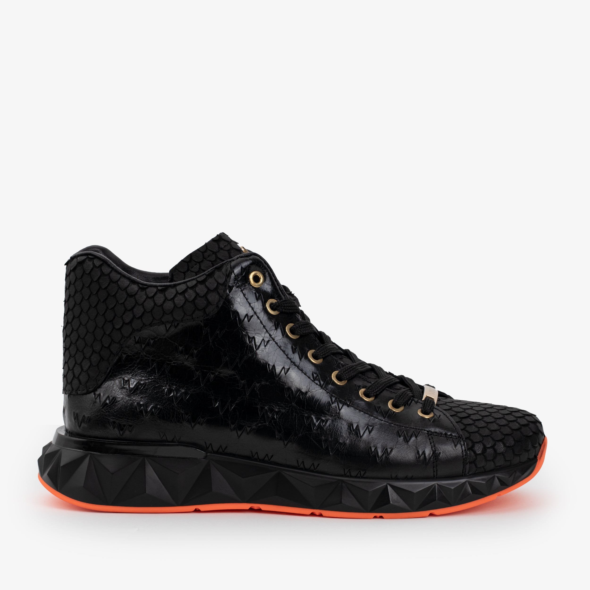 The Caesars Black Leather High-Top Men Sneaker – Vinci Leather Shoes