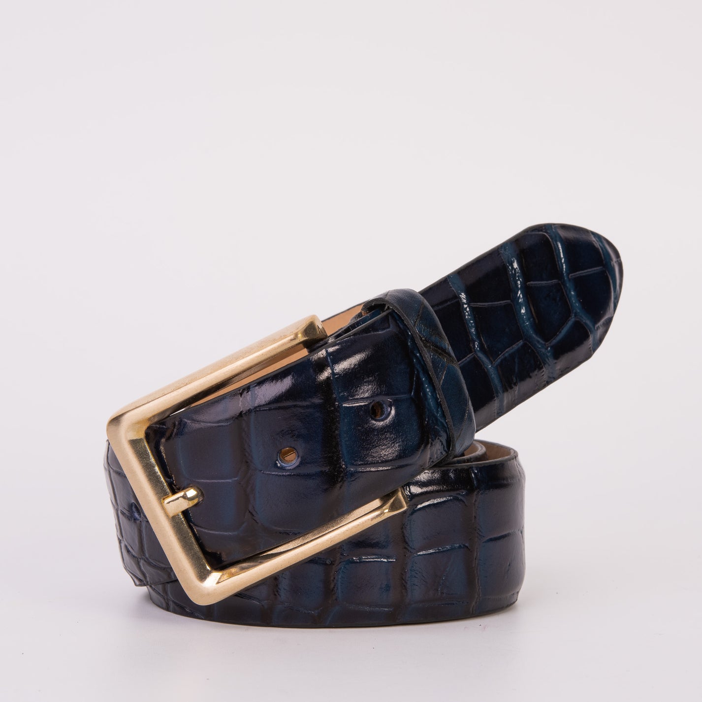 The Strat Navy Blue Leather Belt – Vinci Leather Shoes