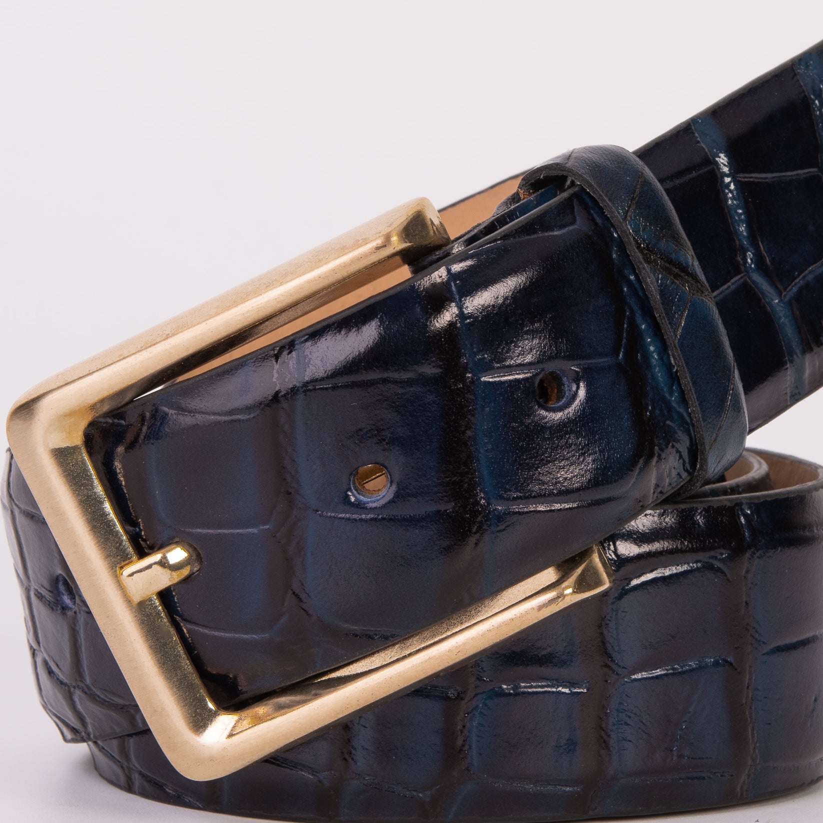 The Strat Navy Blue Leather Belt – Vinci Leather Shoes
